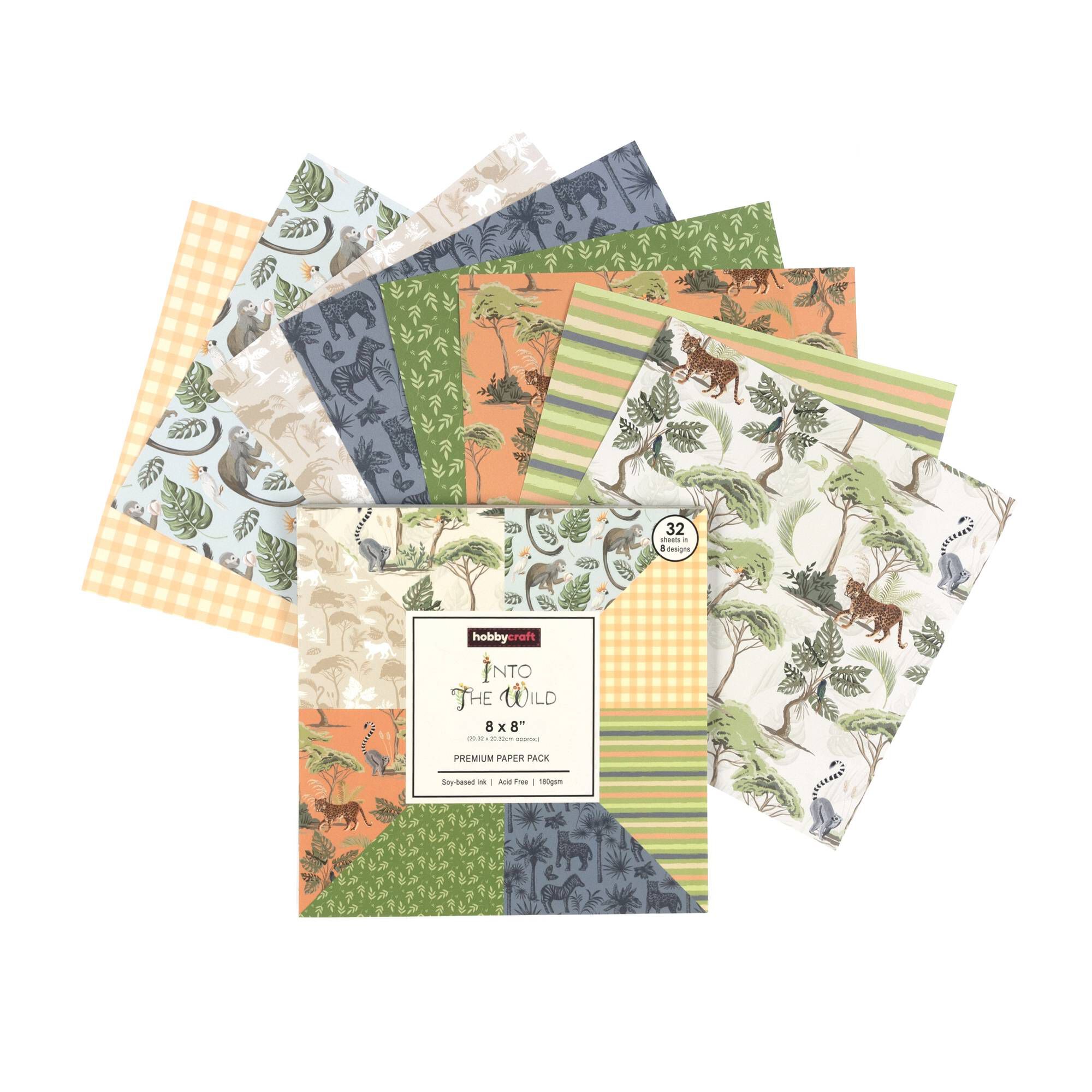 Into The Wild 8 x 8 Inches Paper Pack 32 Sheets | Hobbycraft