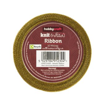 Gold Metallic Ribbon 20mm x 10m | Hobbycraft