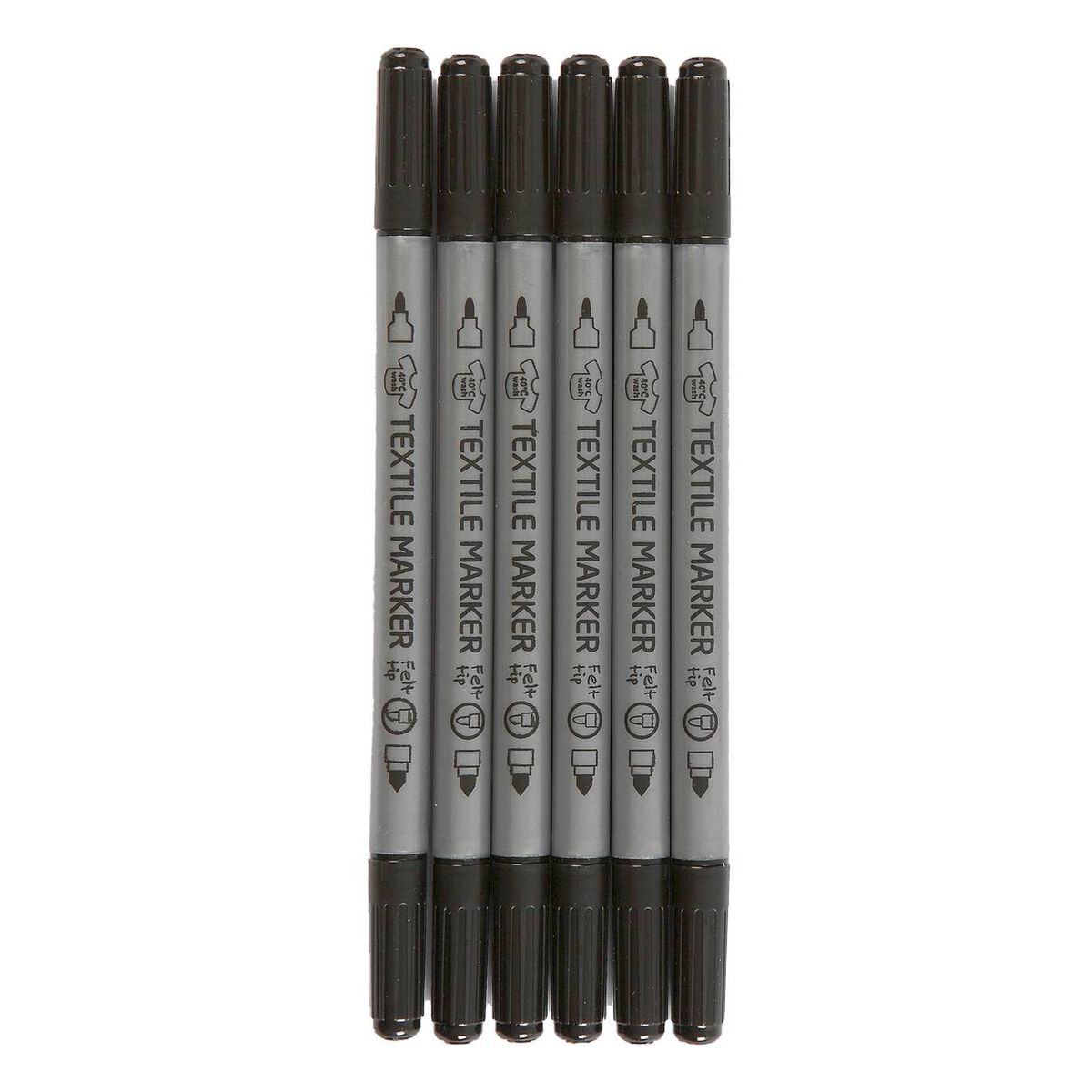 Black Double Tip Textile Markers 6 Pack | Hobbycraft