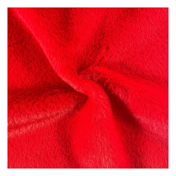 Red Polyester Fur Pile Fabric by the Metre | Hobbycraft