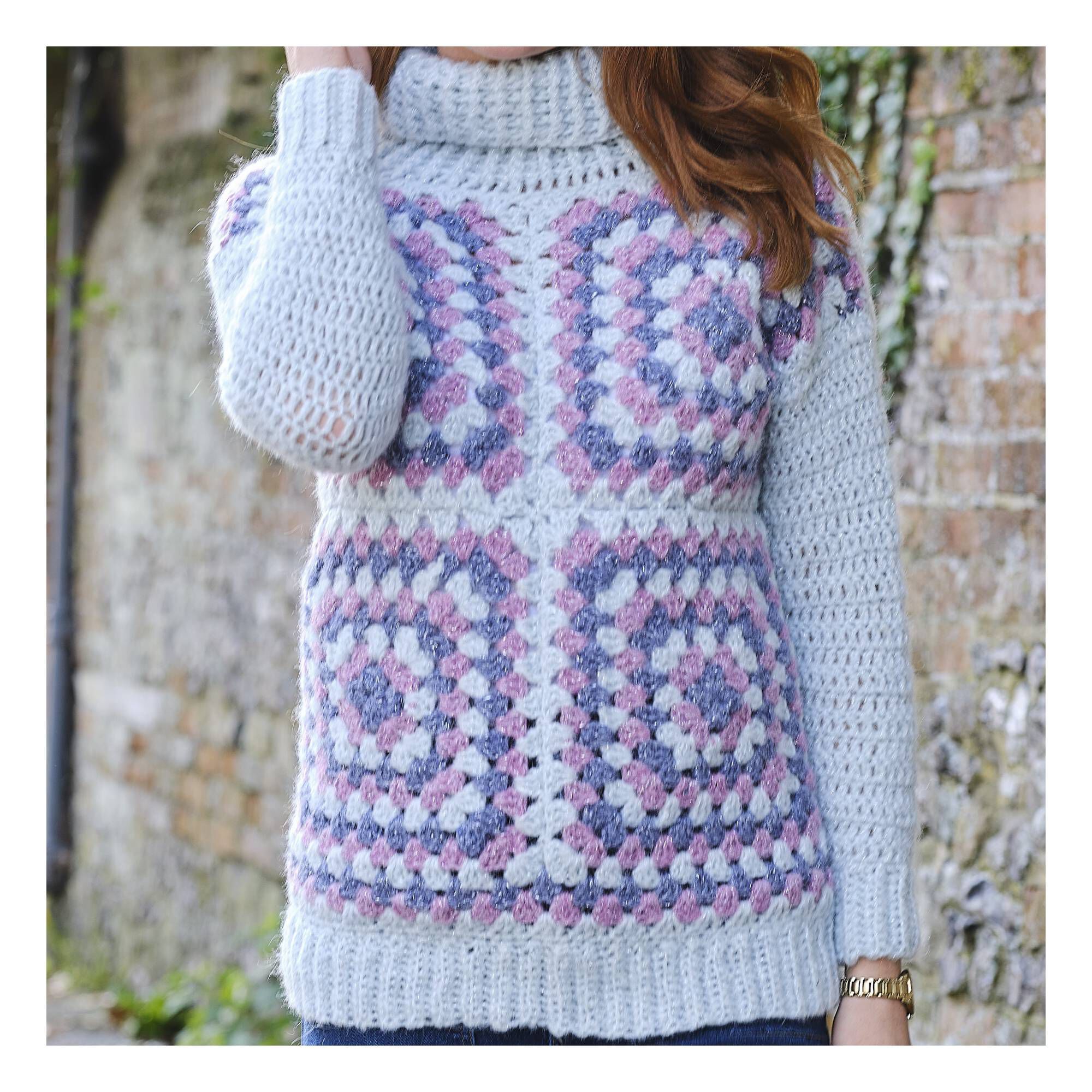 Knitcraft Granny Square Roll Neck Jumper Digital Pattern 0353 | Hobbycraft