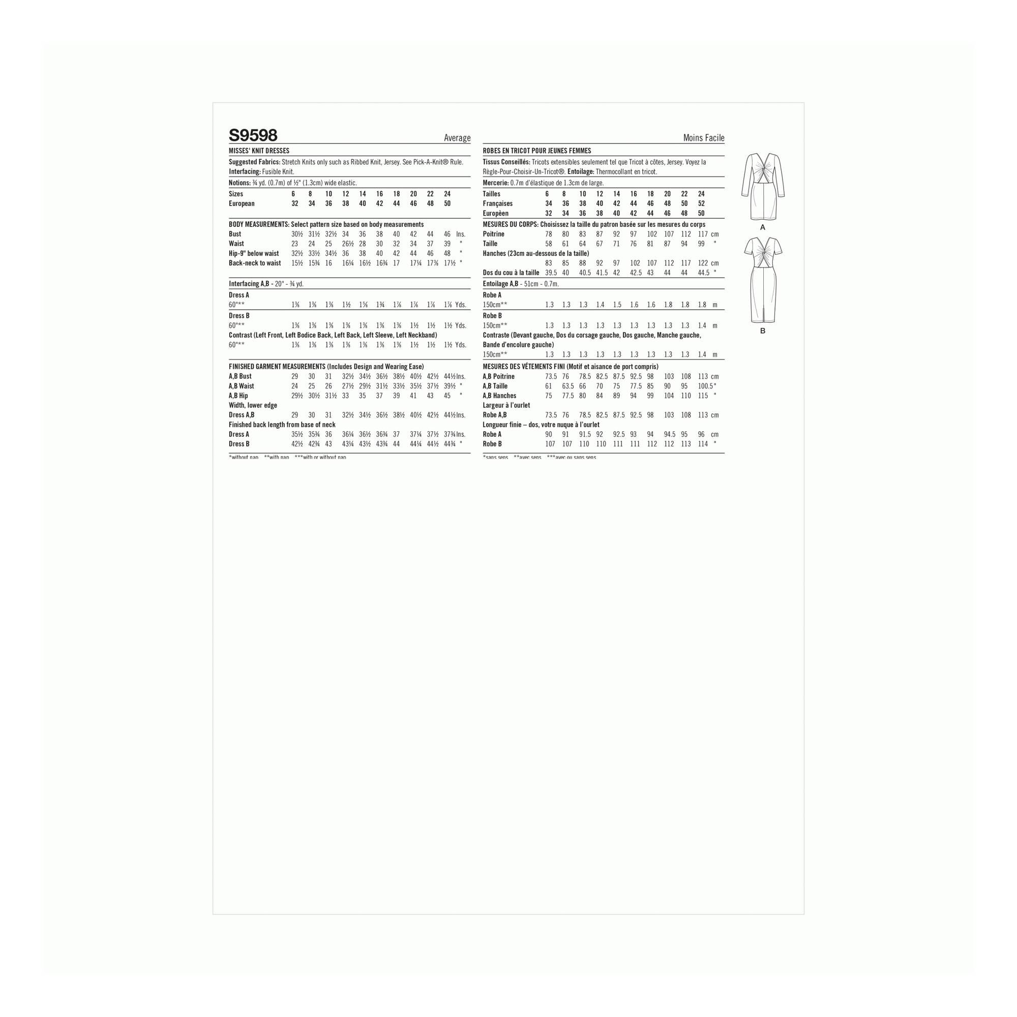 Simplicity Knit Dress Sewing Pattern S9598 (6-14) | Hobbycraft