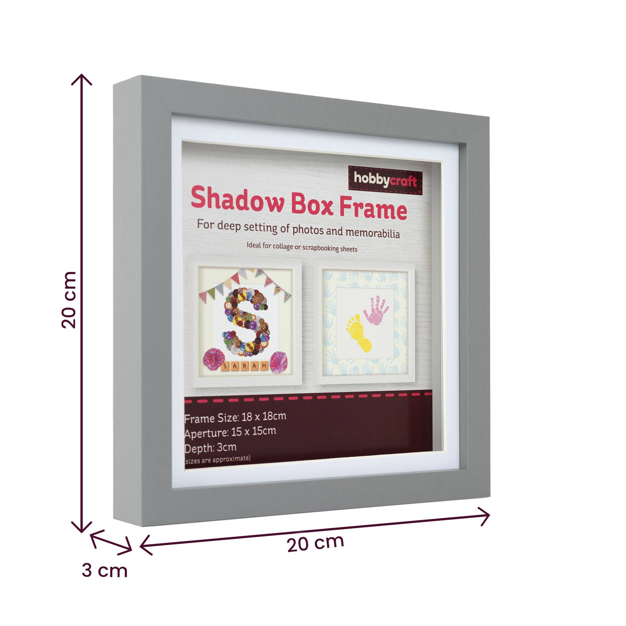 Grey Shadow Box Frame 18cm x 18cm | Hobbycraft