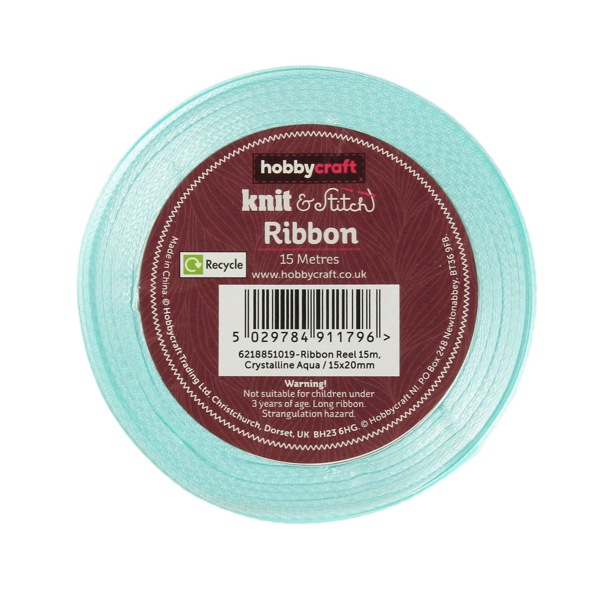 Crystalline Aqua Satin Ribbon 20mm x 15m | Hobbycraft