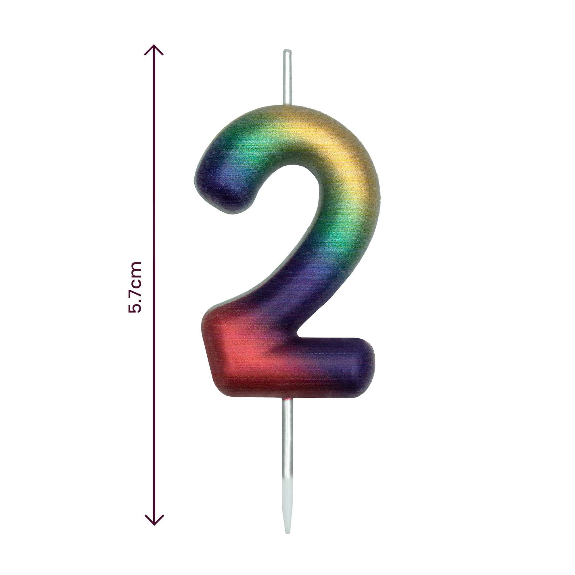 Whisk Metallic Rainbow Number 2 Candle | Hobbycraft
