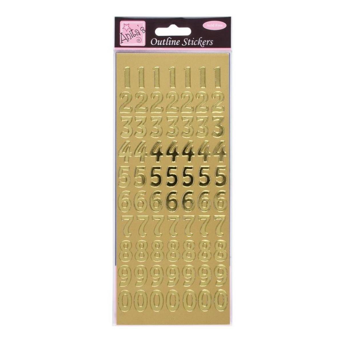 Outline Stickers Large Numbers Gold | Hobbycraft