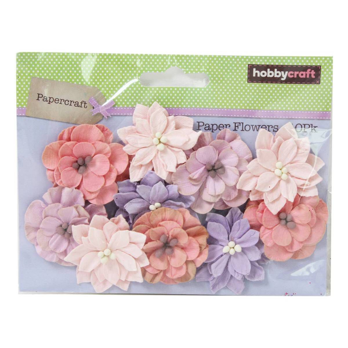 Pink Paper Flowers 10 Pack | Hobbycraft