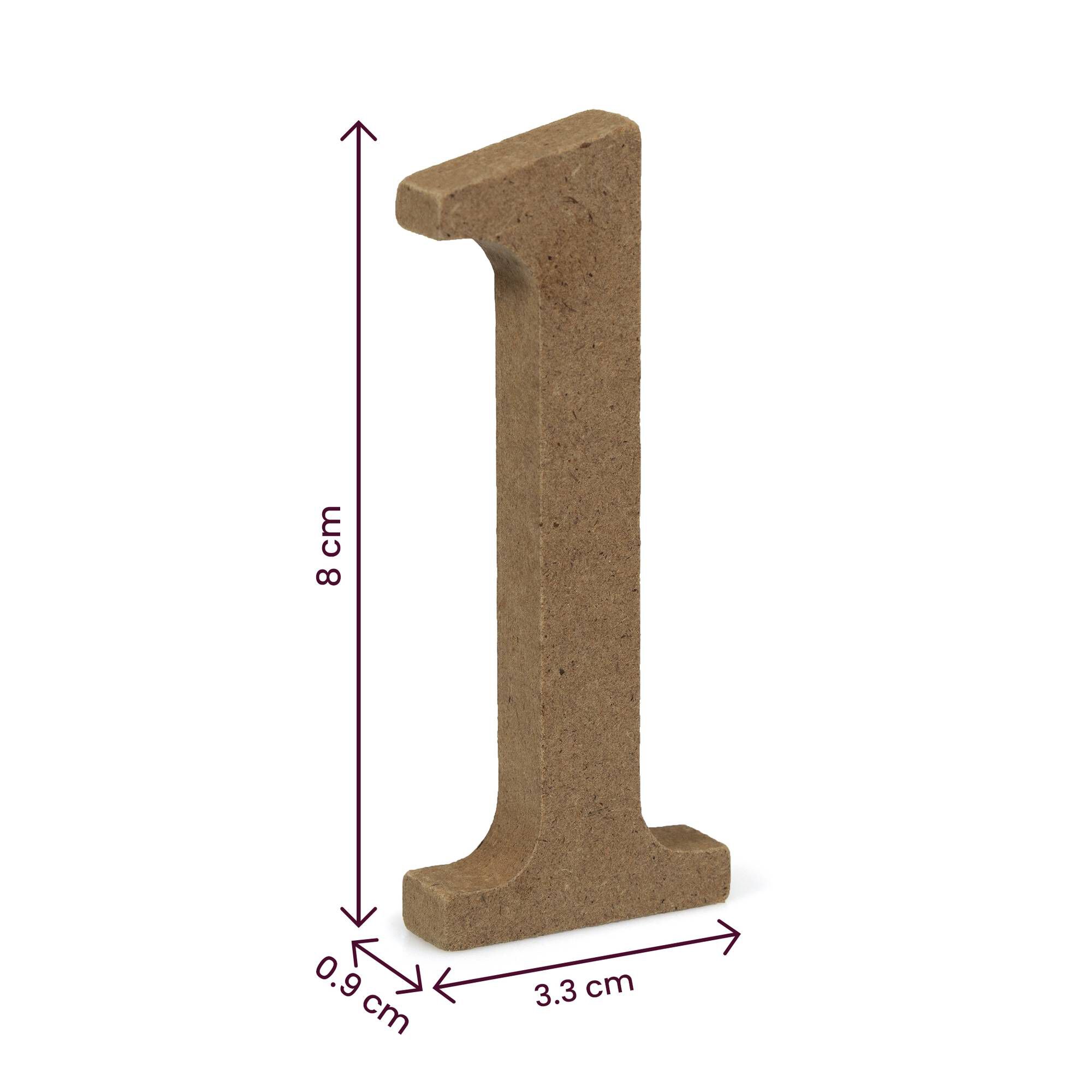 Mini MDF Wooden Number 1 8cm | Hobbycraft