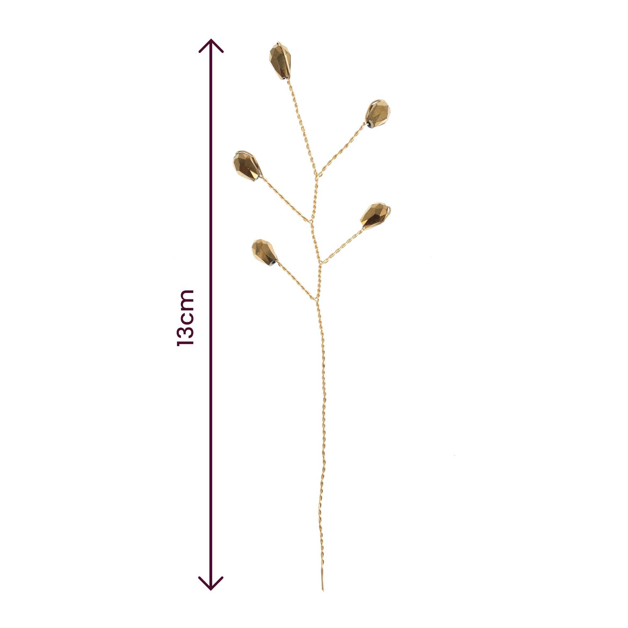 Gold Beaded Branch Wired Picks 5 Pieces | Hobbycraft