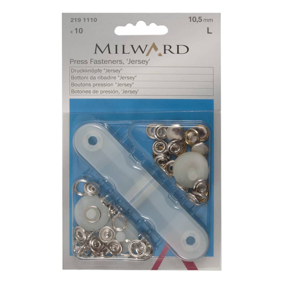 Milward Silver Jersey Press Fasteners 10.5mm 10 Pack | Hobbycraft
