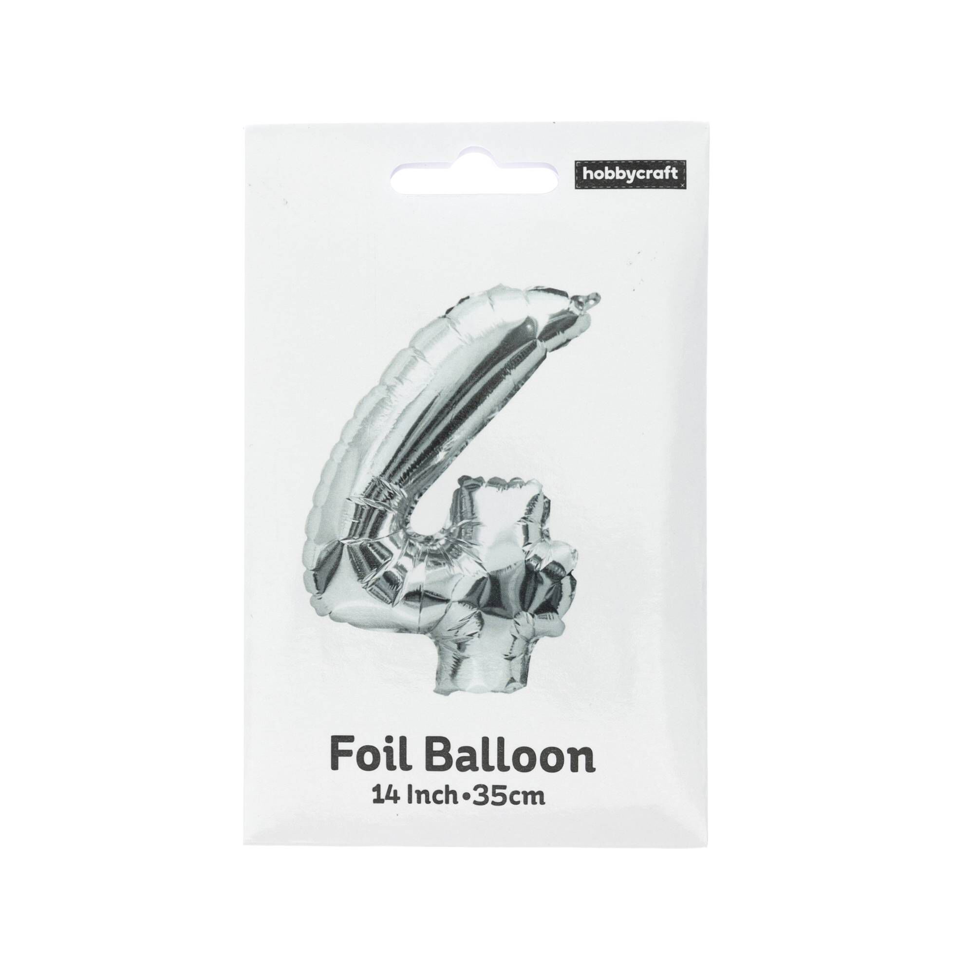 Silver Foil Number 4 Balloon | Hobbycraft