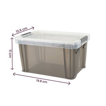 Whitefurze Allstore 1.7 Litre Transparent Grey Storage Box | Hobbycraft