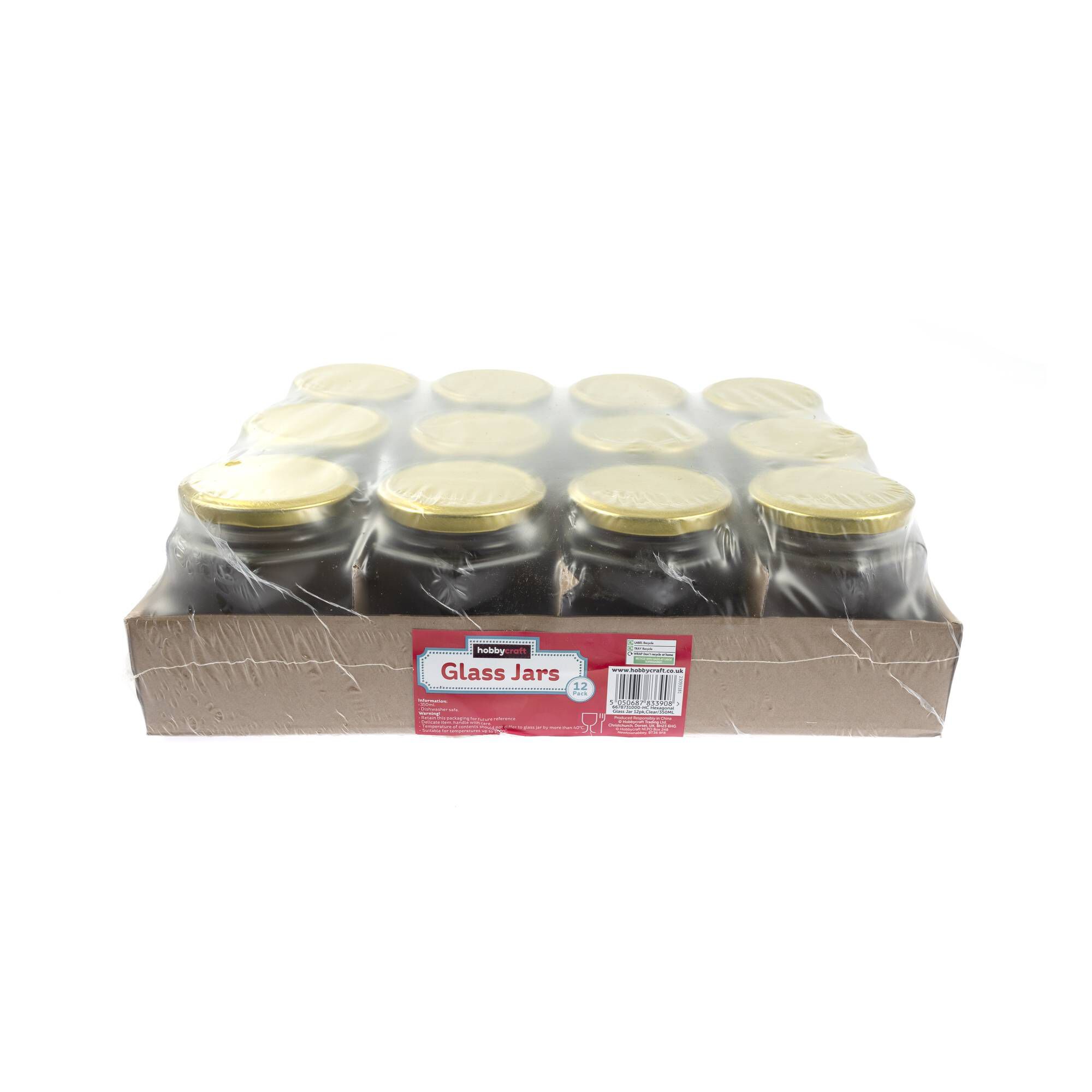 Clear Hexagonal Glass Jars 350ml 12 Pack | Hobbycraft