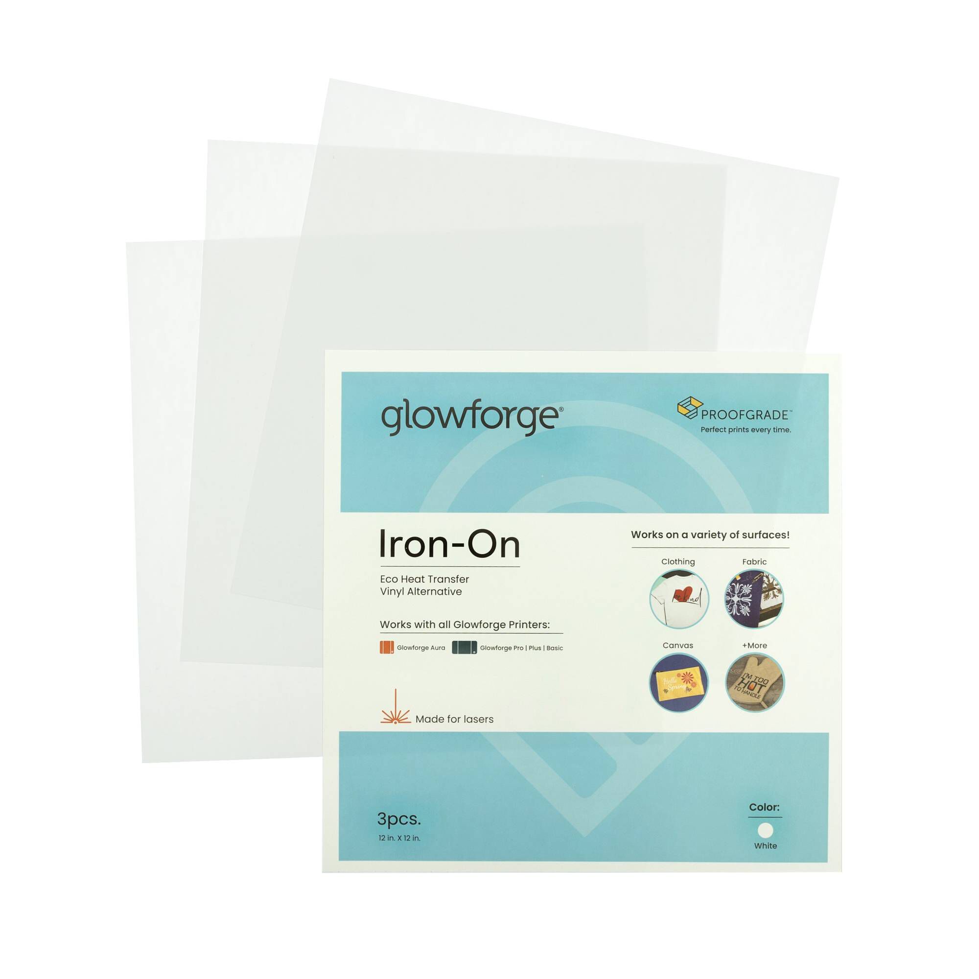 Glowforge Proofgrade White Eco Iron-On 12 x 12 Inches 3 Pack | Hobbycraft