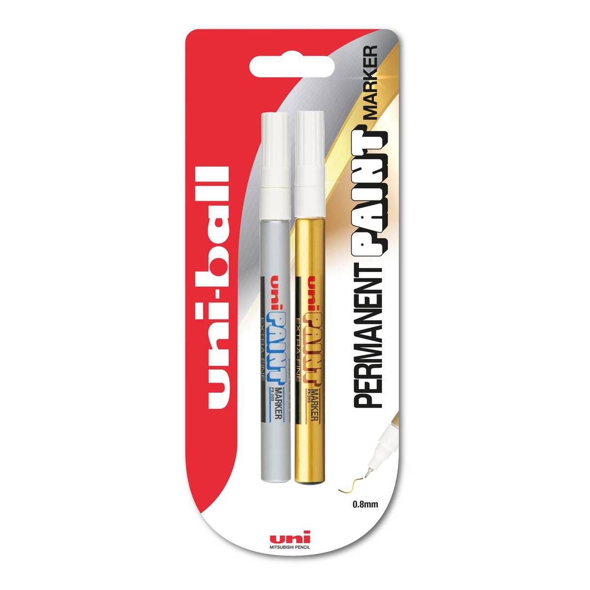 Uni-ball PX203 Gold and Silver Fine Paint Permanent Markers 2 Pack ...
