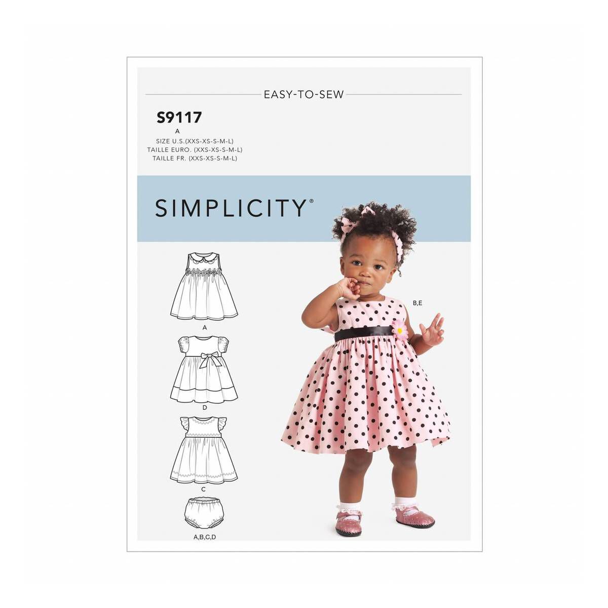Simplicity Baby Dress Sewing Pattern S9117 (XXS-L) | Hobbycraft