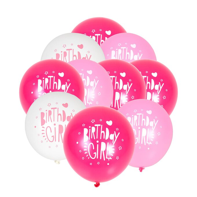 Pink Happy Birthday Latex Balloons 10 Pack | Hobbycraft