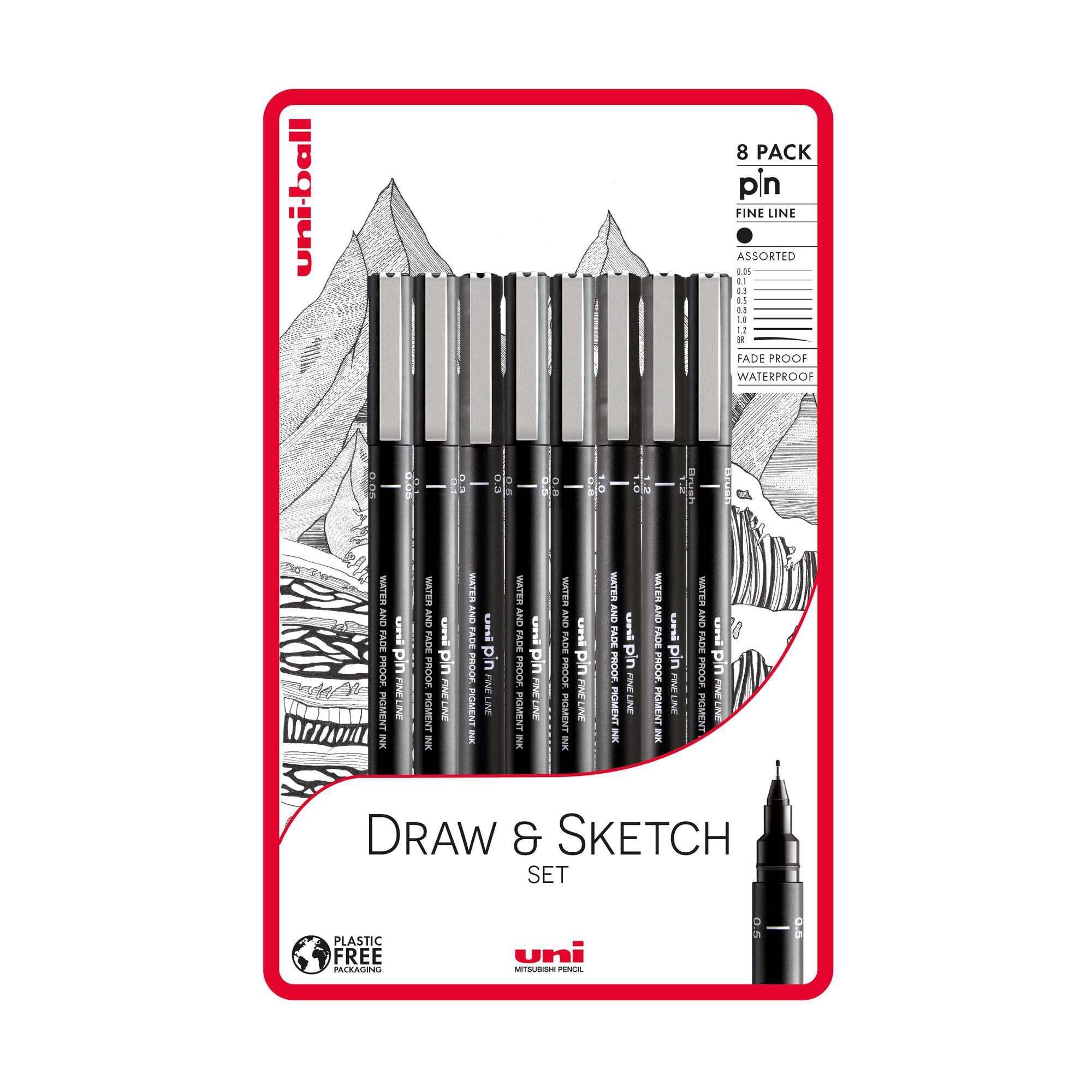 Uni-ball PIN Draw and Sketch Fineliners 8 Pack | Hobbycraft