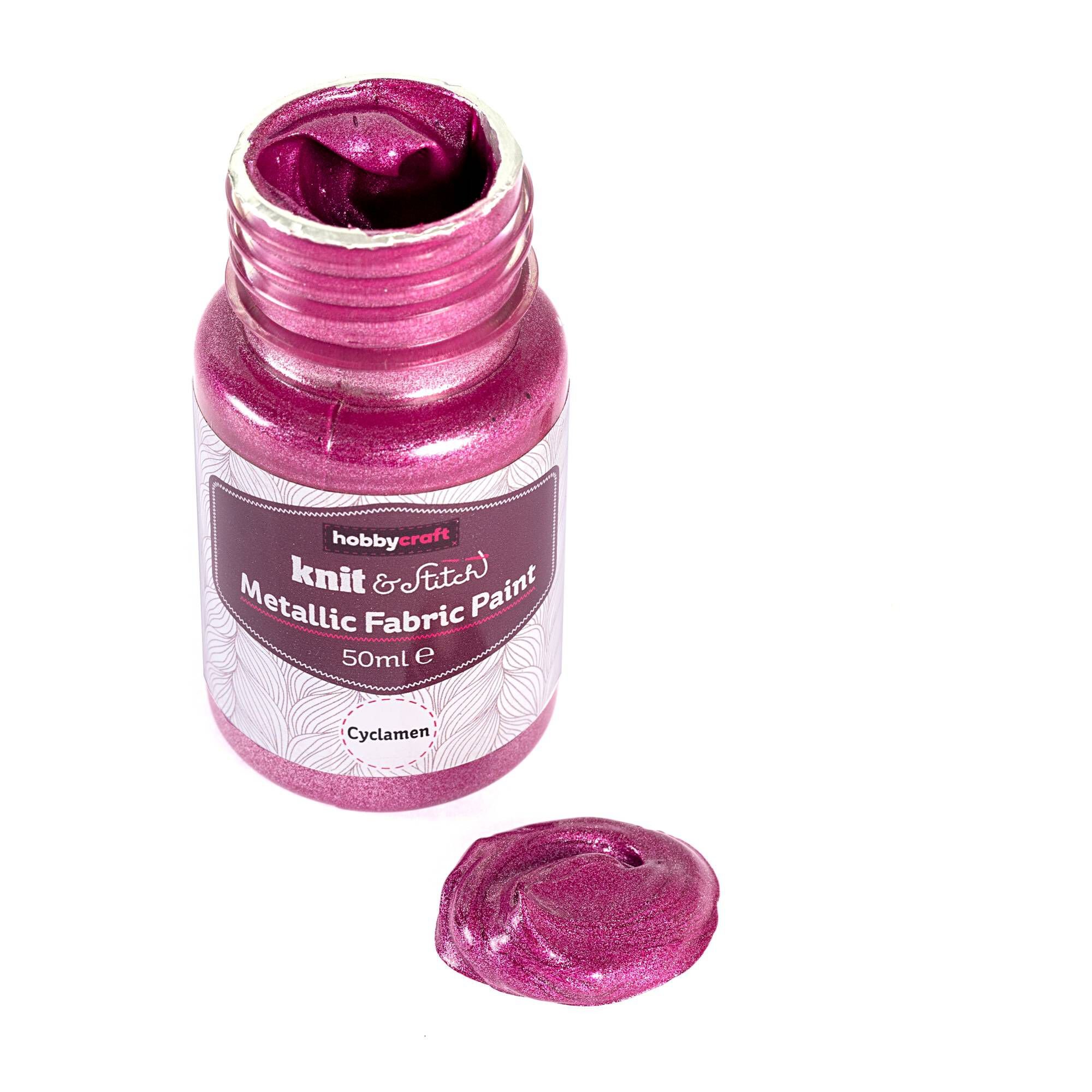 Cyclamen Metallic Fabric Paint 50ml | Hobbycraft
