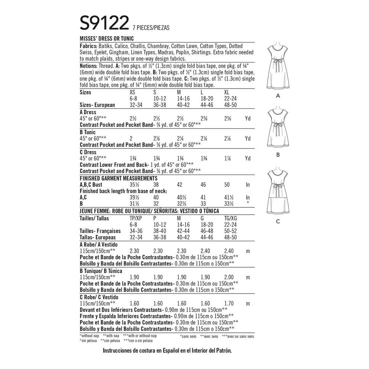 Simplicity Women’s Dress Sewing Pattern S9122 | Hobbycraft