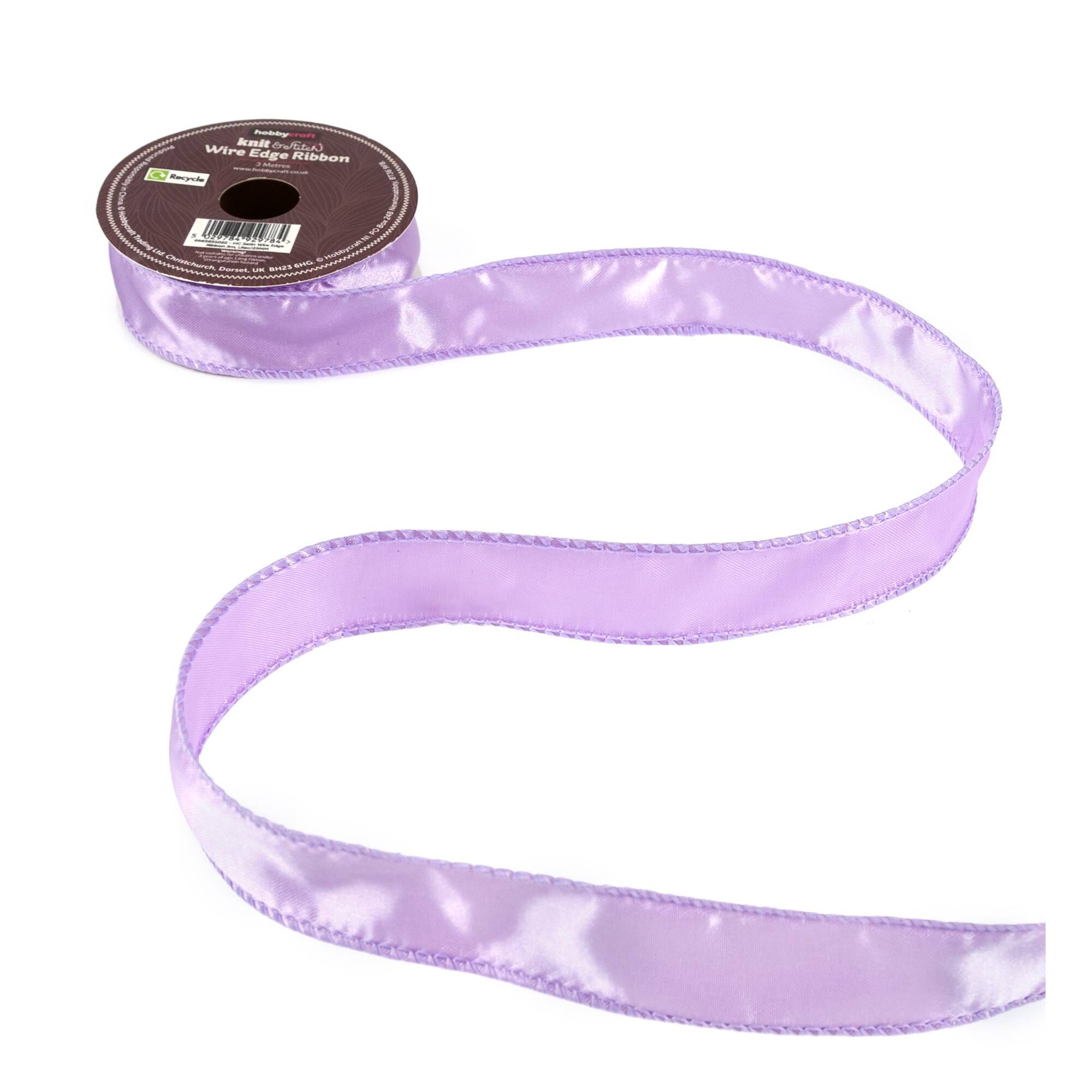 Lilac Wire Edge Satin Ribbon 25mm x 3m | Hobbycraft