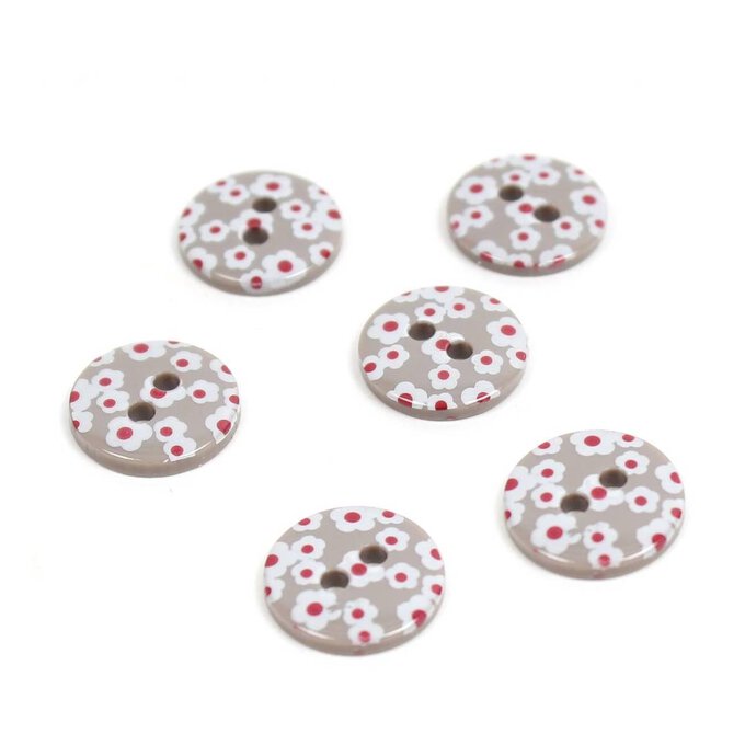 Hemline Grey Novelty Patterned Button 6 Pack | Hobbycraft