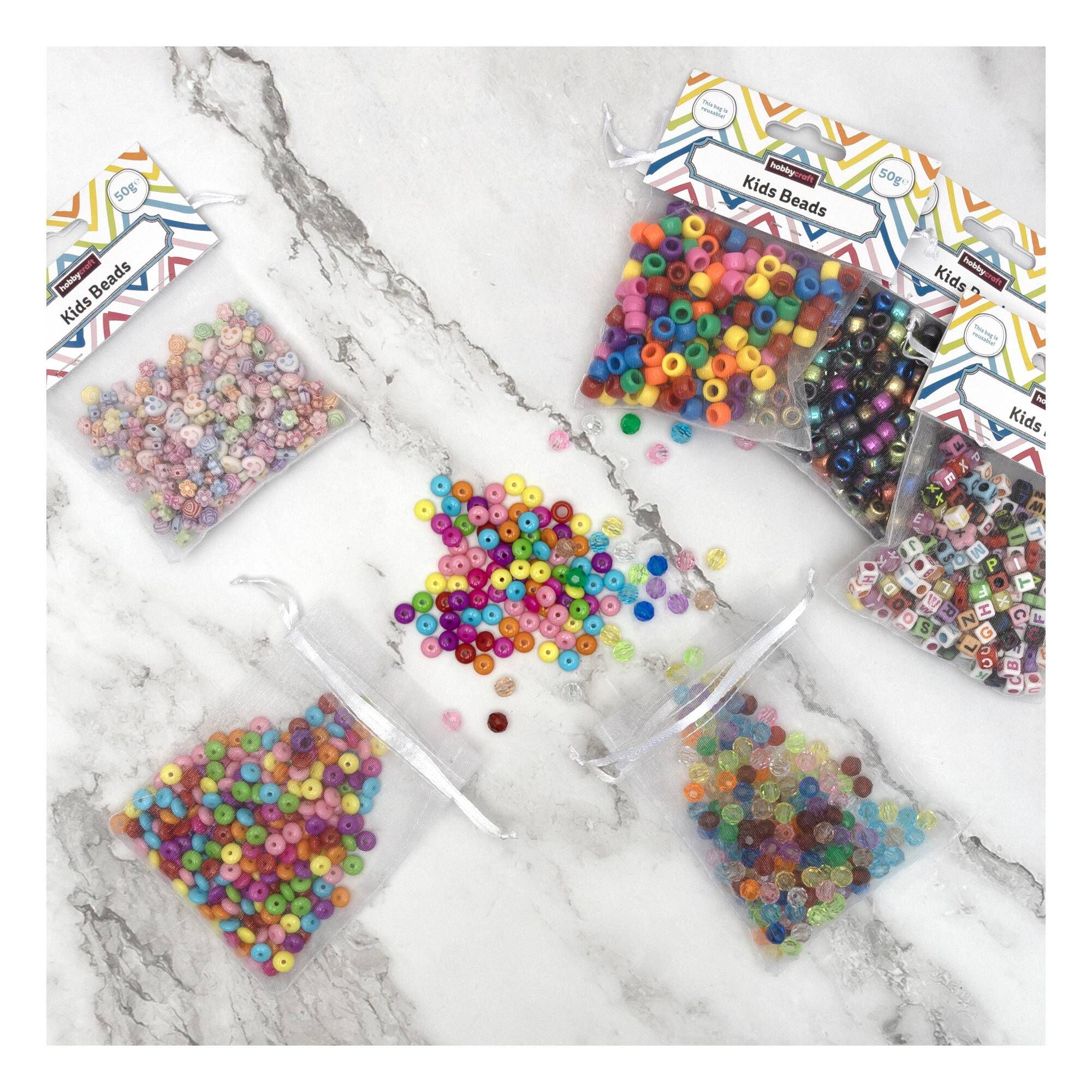 Mixed Neon Pony Beads 50g | Hobbycraft