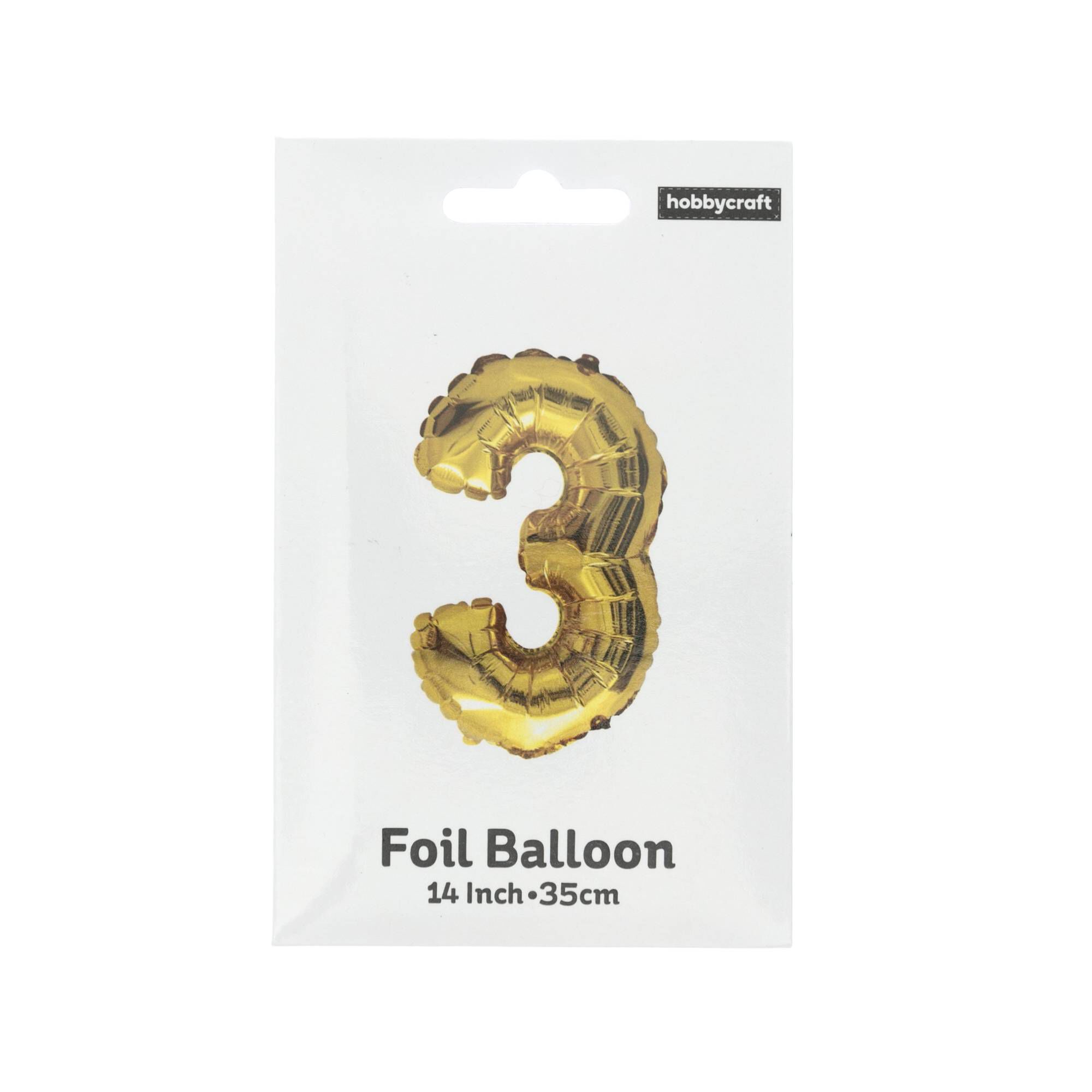 Gold Foil Number 3 Balloon | Hobbycraft