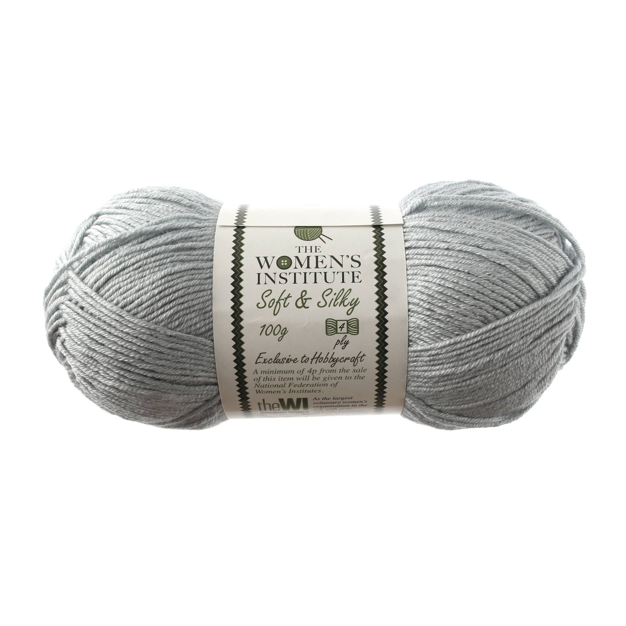 Women's Institute Grey Soft and Silky 4 Ply Yarn 100g | Hobbycraft