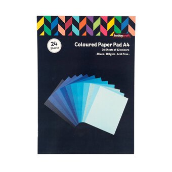 Blue Coloured Paper Pad A4 24 Pack | Hobbycraft