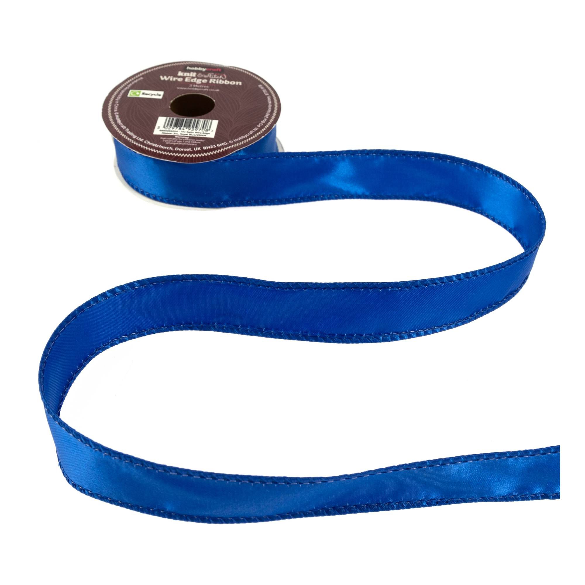 Royal Blue Wire Edge Satin Ribbon 25mm x 3m | Hobbycraft