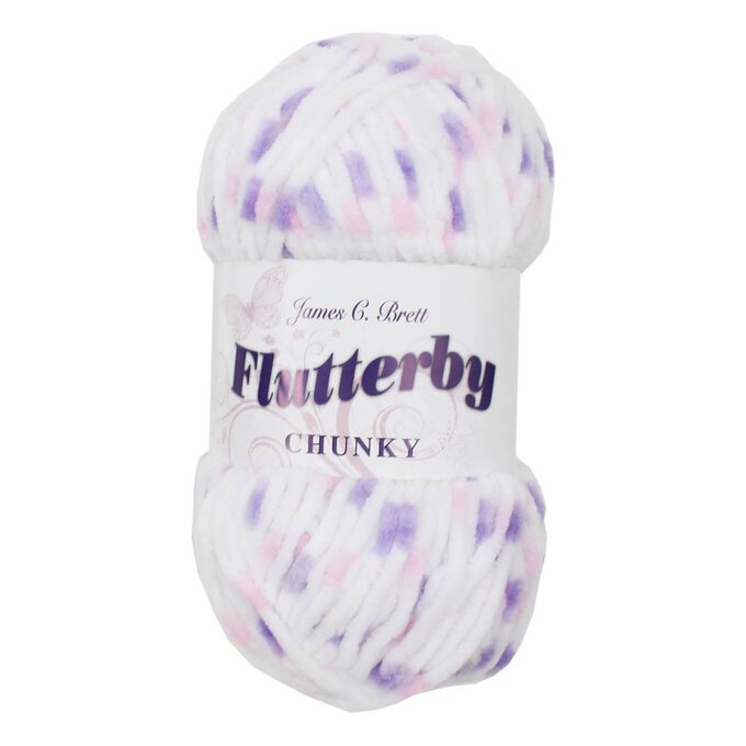 James C Brett White Pink Multi Flutterby Chunky Yarn 100 g | Hobbycraft