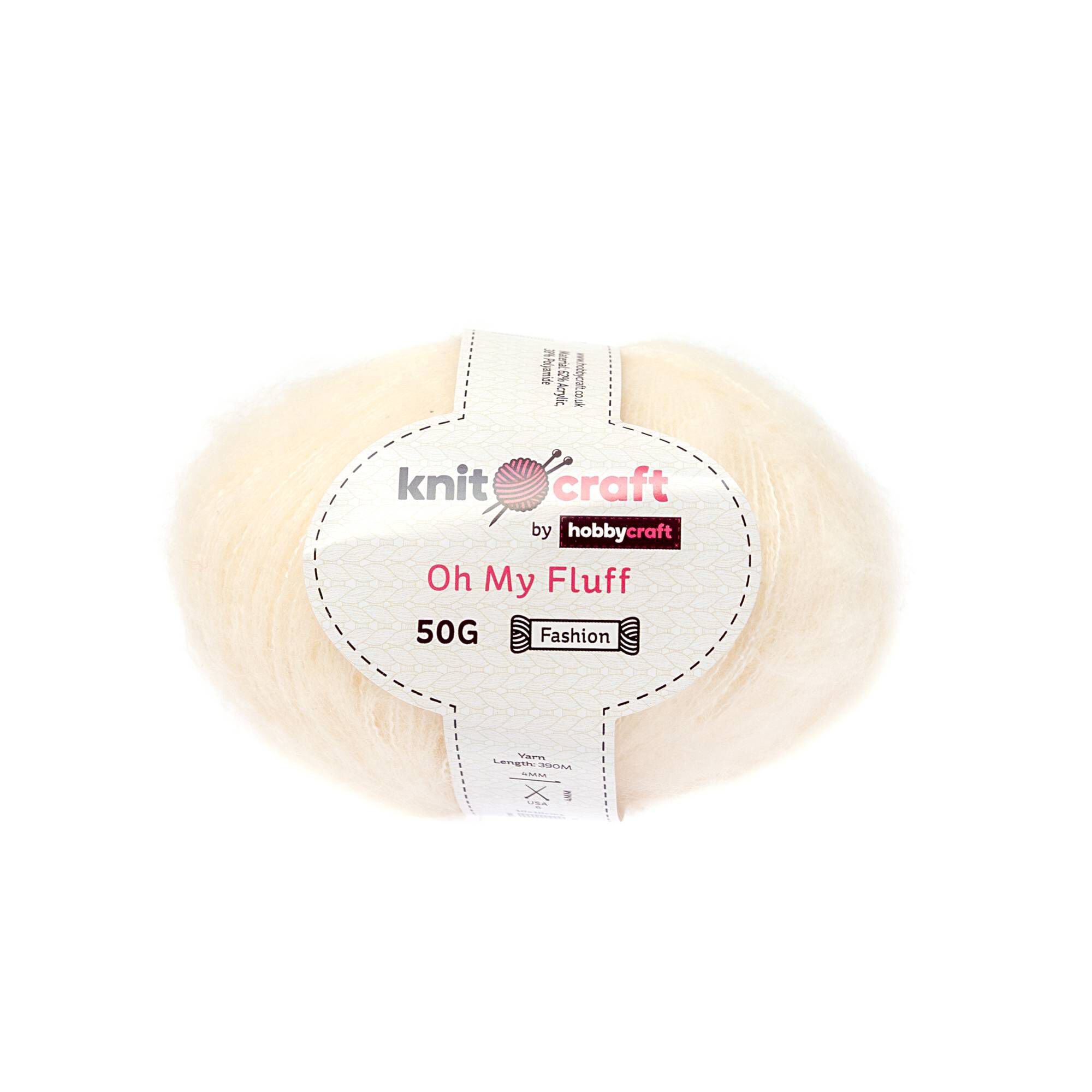 Knitcraft Cream Oh My Fluff Yarn 50g | Hobbycraft