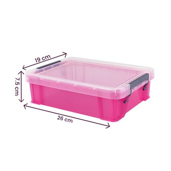 Whitefurze Allstore 2.3 Litre Transparent Pink Storage Box | Hobbycraft