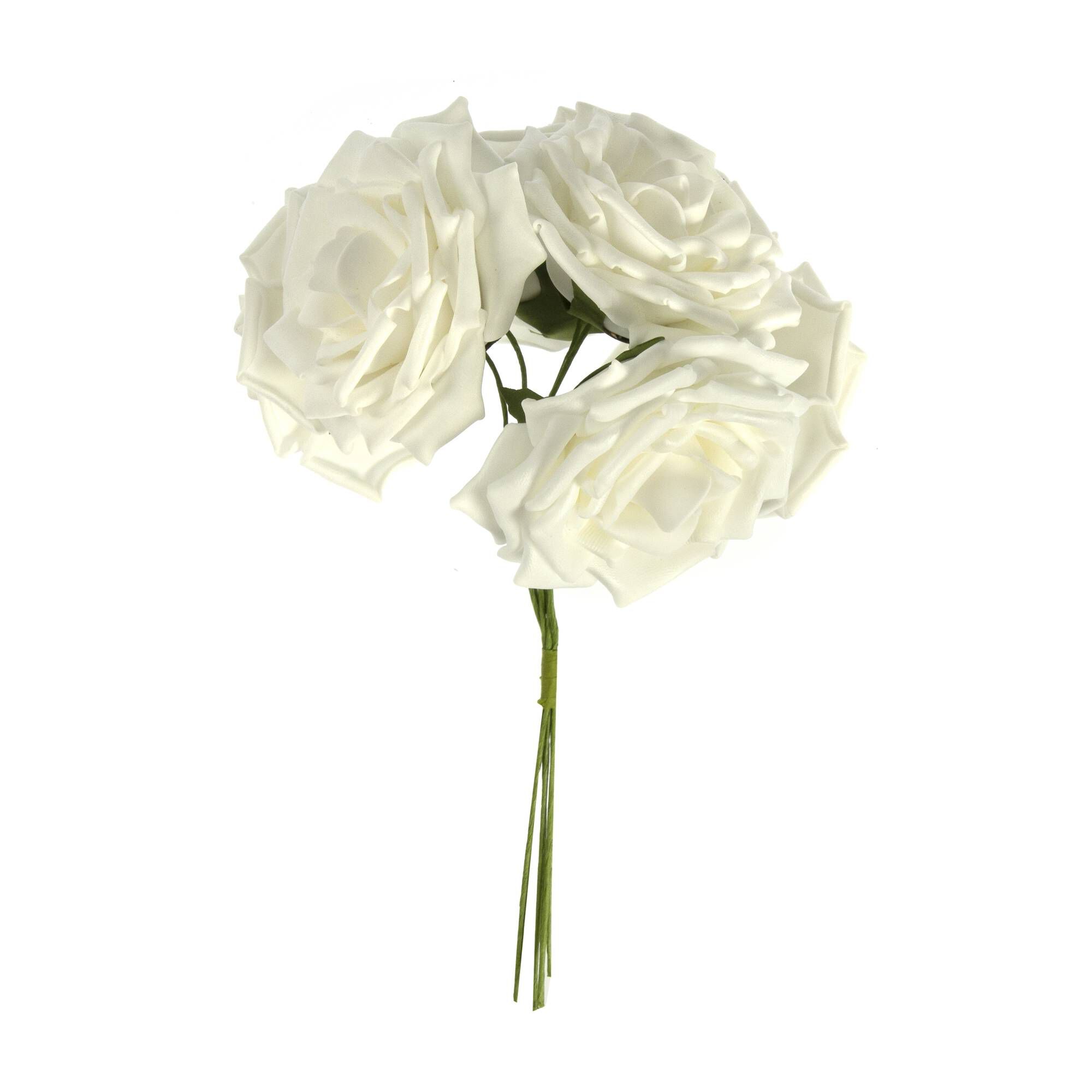 White Open Rose Bouquet 6 Pieces | Hobbycraft