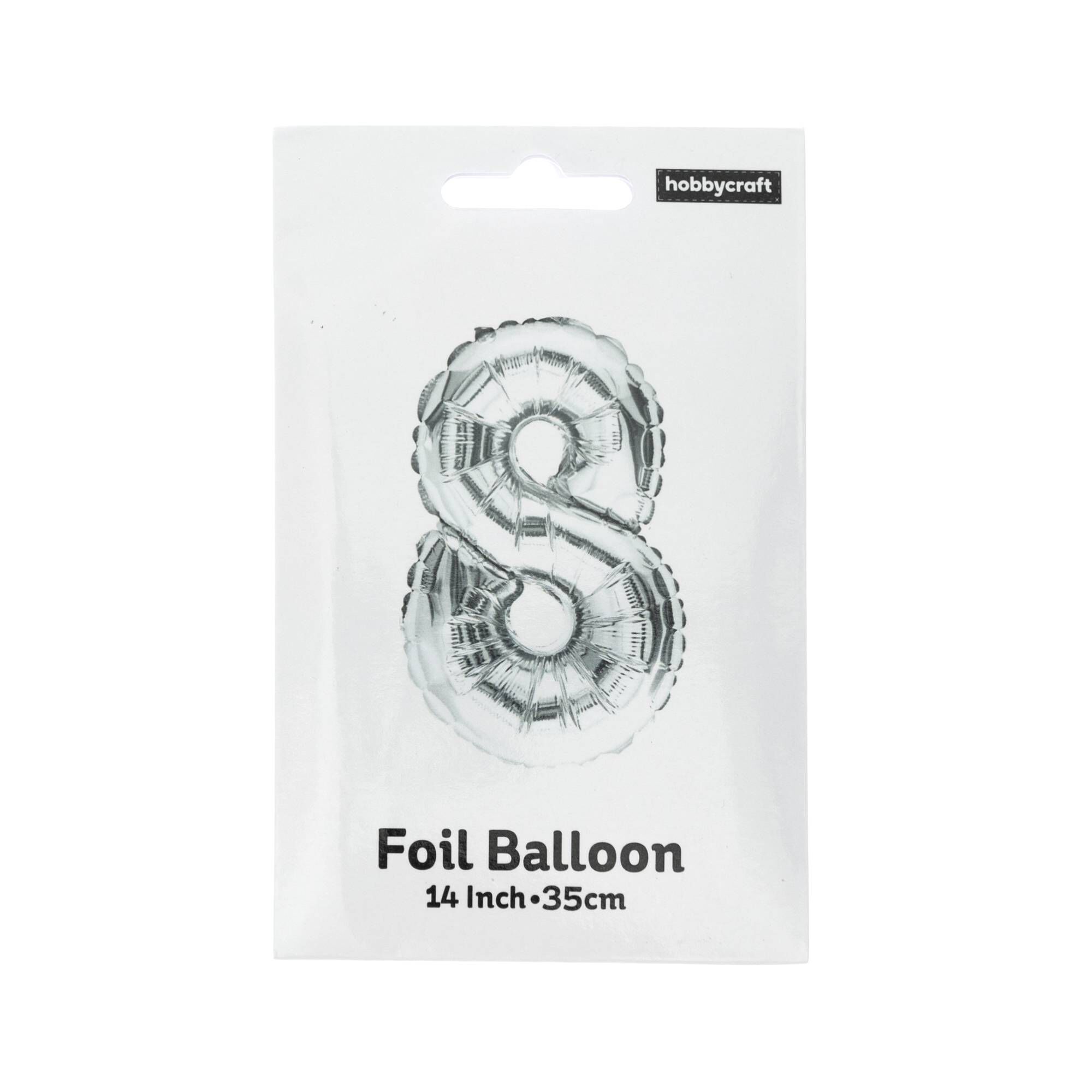 Silver Foil Number 8 Balloon | Hobbycraft