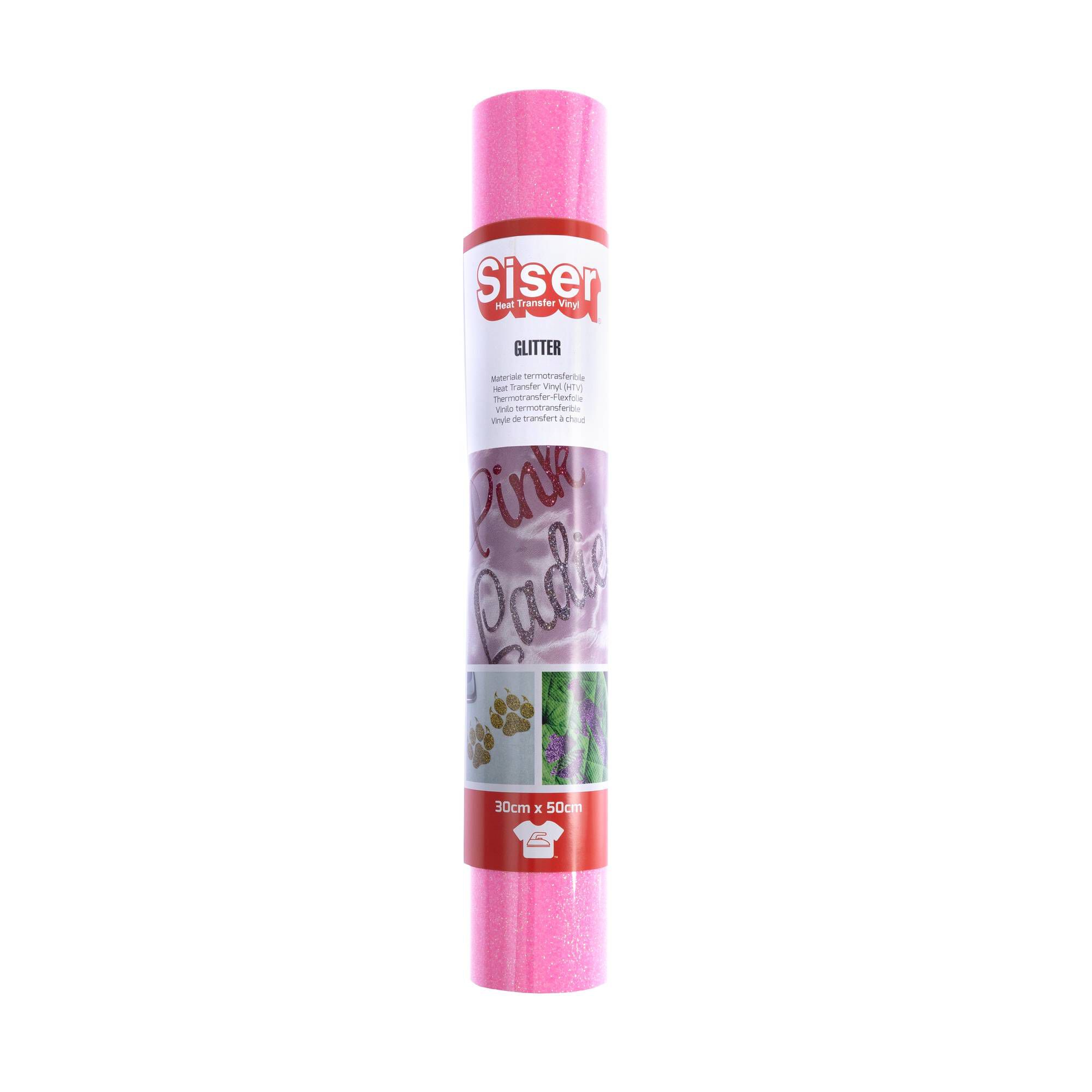 Siser Neon Pink Glitter Heat Transfer Vinyl 30cm x 50cm | Hobbycraft