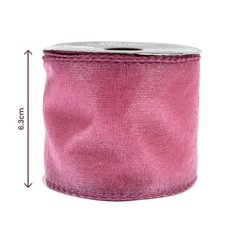Mid Pink Wire Edge Organza Ribbon 63mm x 3m | Hobbycraft