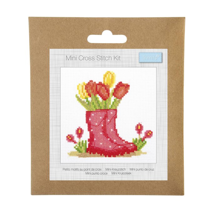 Trimits Wellies Mini Cross Stitch Kit 13cm x 13cm | Hobbycraft