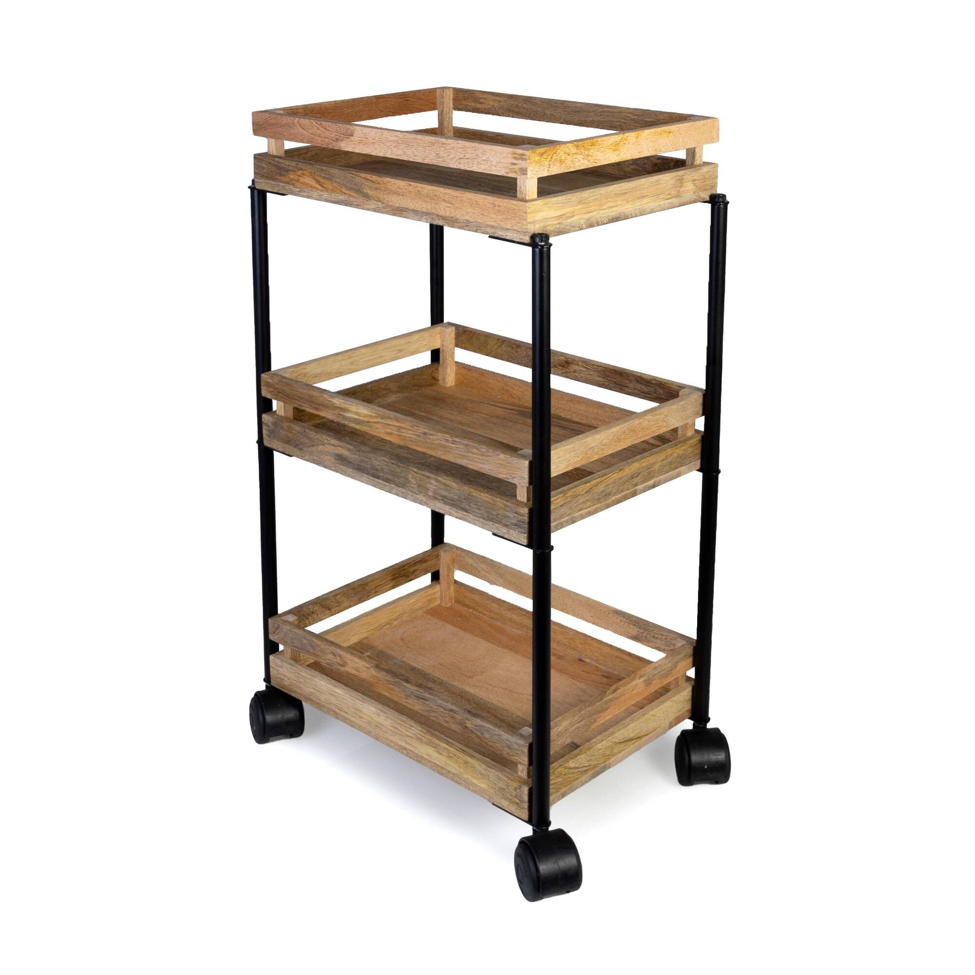 Mango Wood Three Tier Trolley | Hobbycraft