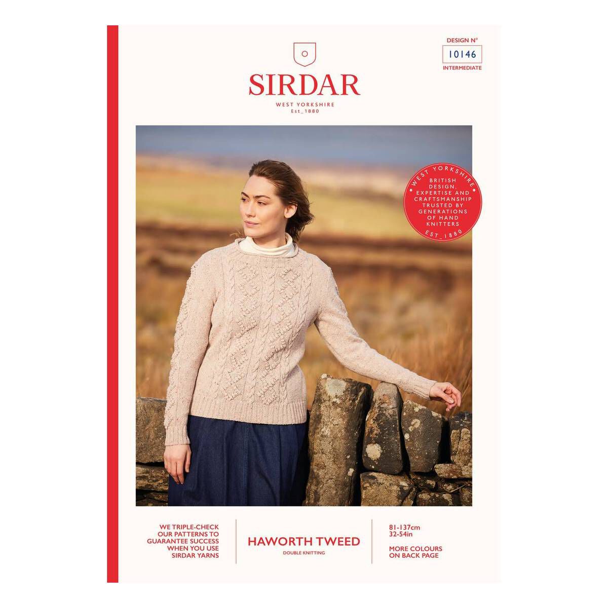 Sirdar Haworth Tweed Crew Neck Cable Jumper Pattern 10146 | Hobbycraft