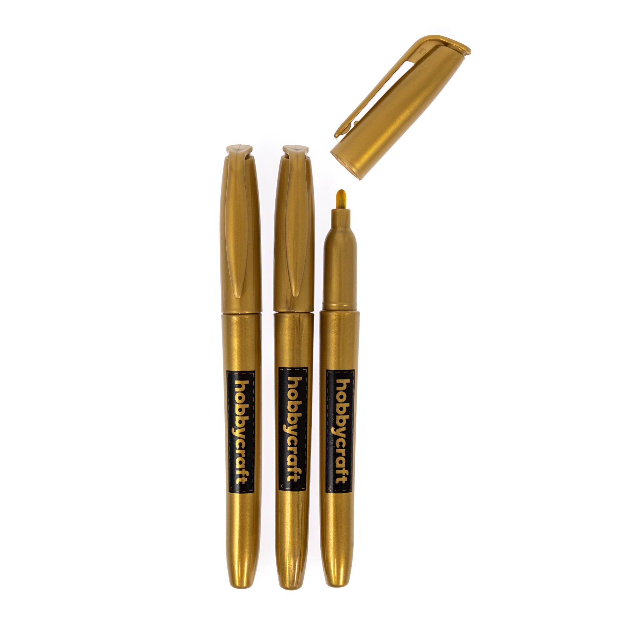 Gold Fine Permanent Markers 3 Pack | Hobbycraft