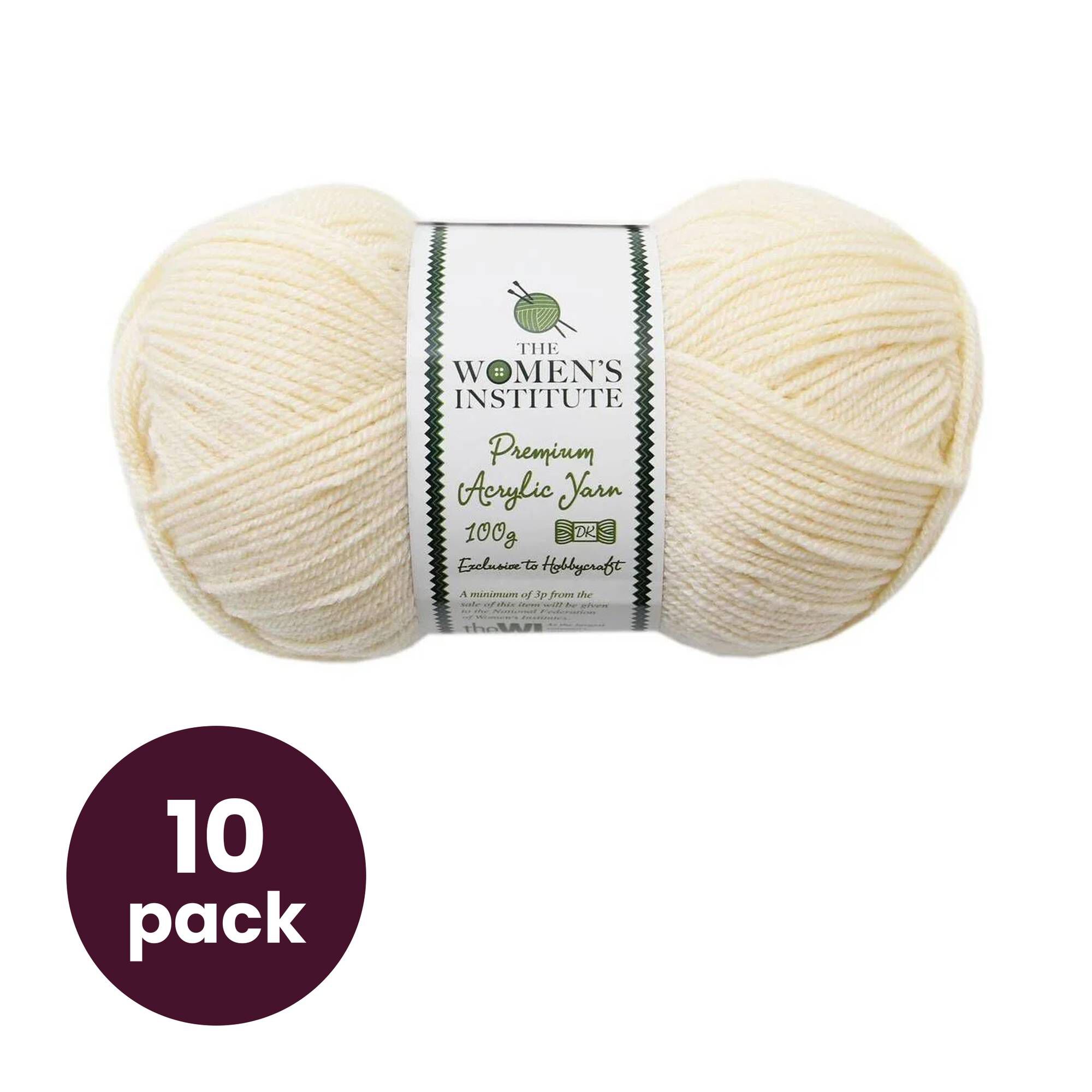 WI Cream Premium Acrylic Yarn 10 Pack Bundle | Hobbycraft