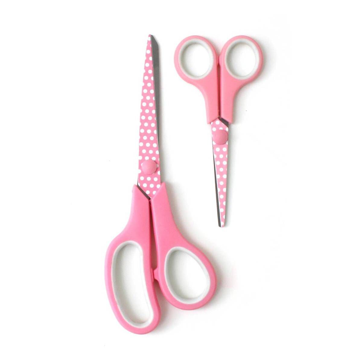 Hemline Dotty Pink Soft Grip Scissors Set 2 Pieces | Hobbycraft