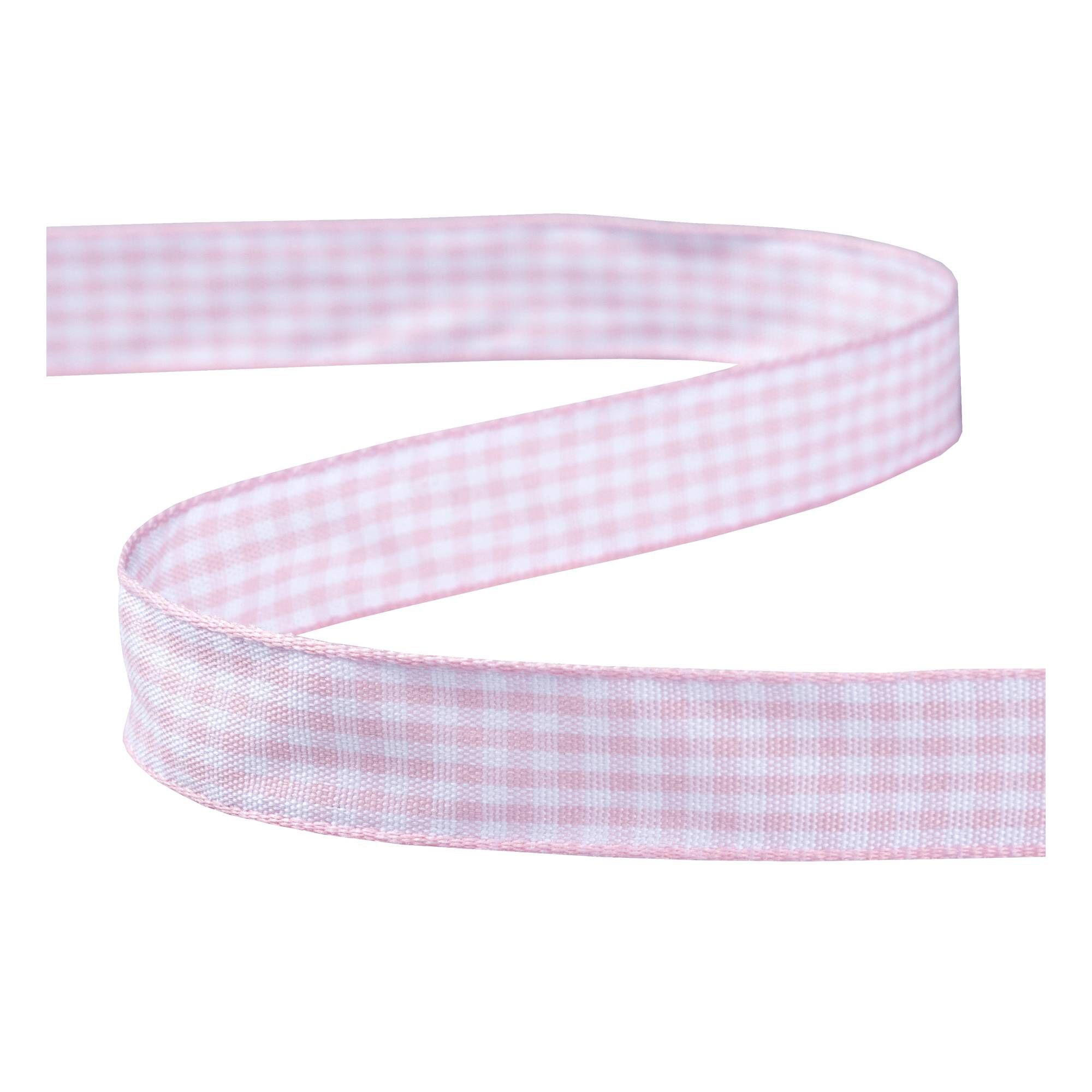 Light Pink Gingham Ribbon 15mm x 4m | Hobbycraft