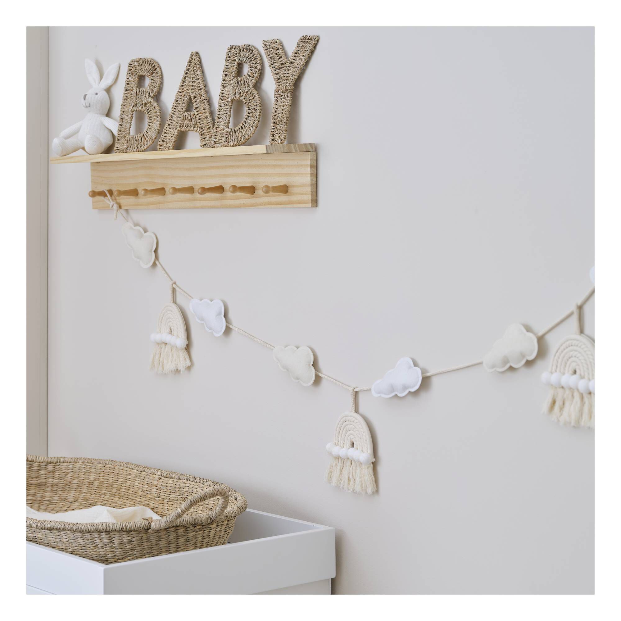 Ginger Ray Macramé Rainbows and Clouds Baby Bunting 2m | Hobbycraft