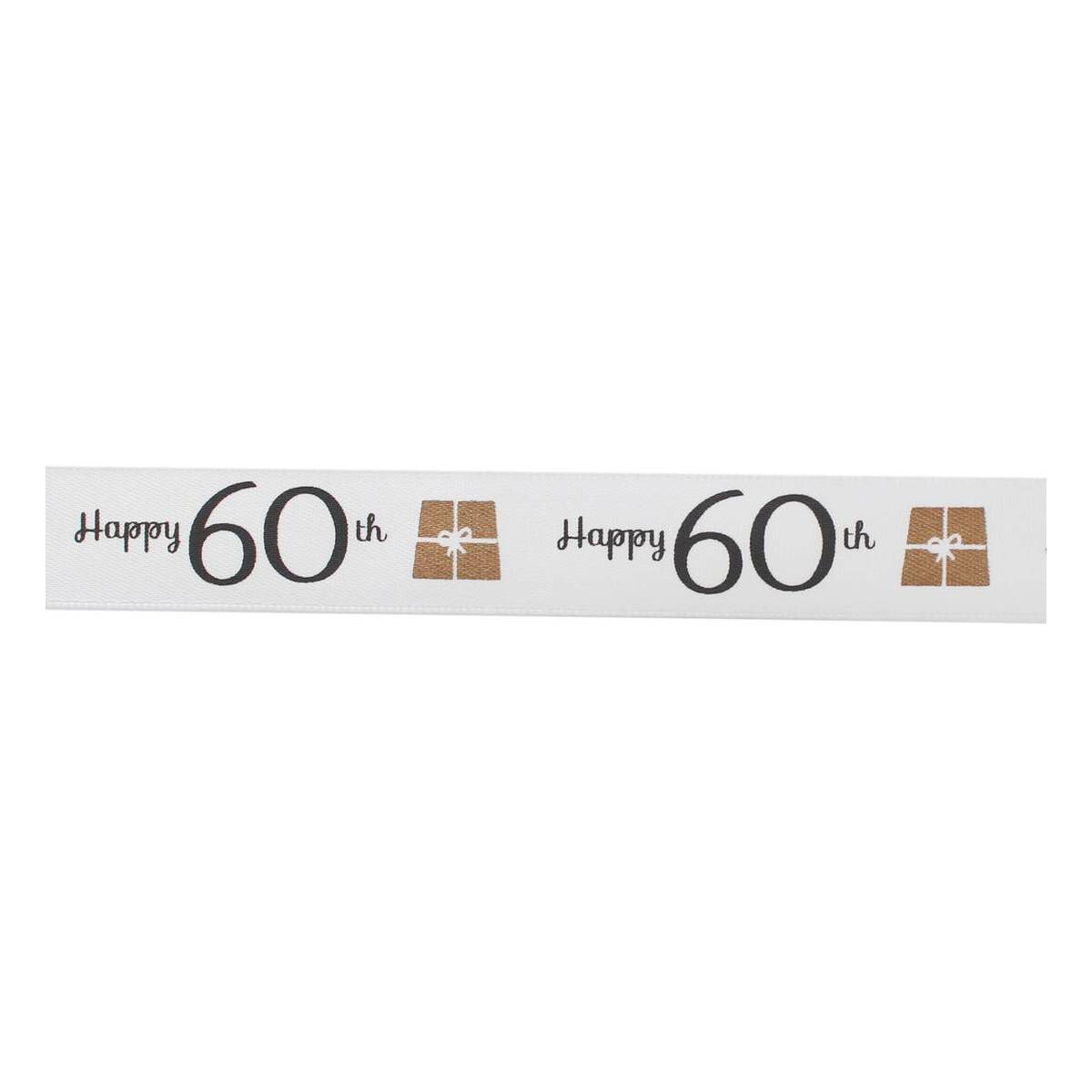 Happy 60th Satin Ribbon 16mm x 4m | Hobbycraft