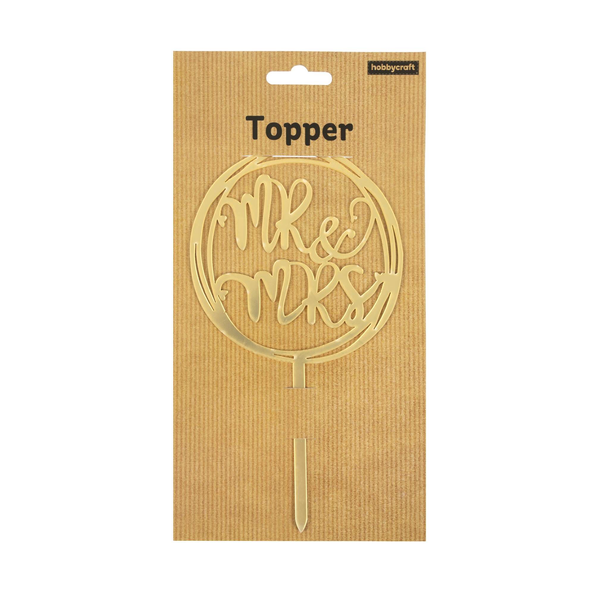 Gold Mr and Mrs Acrylic Cake Topper | Hobbycraft