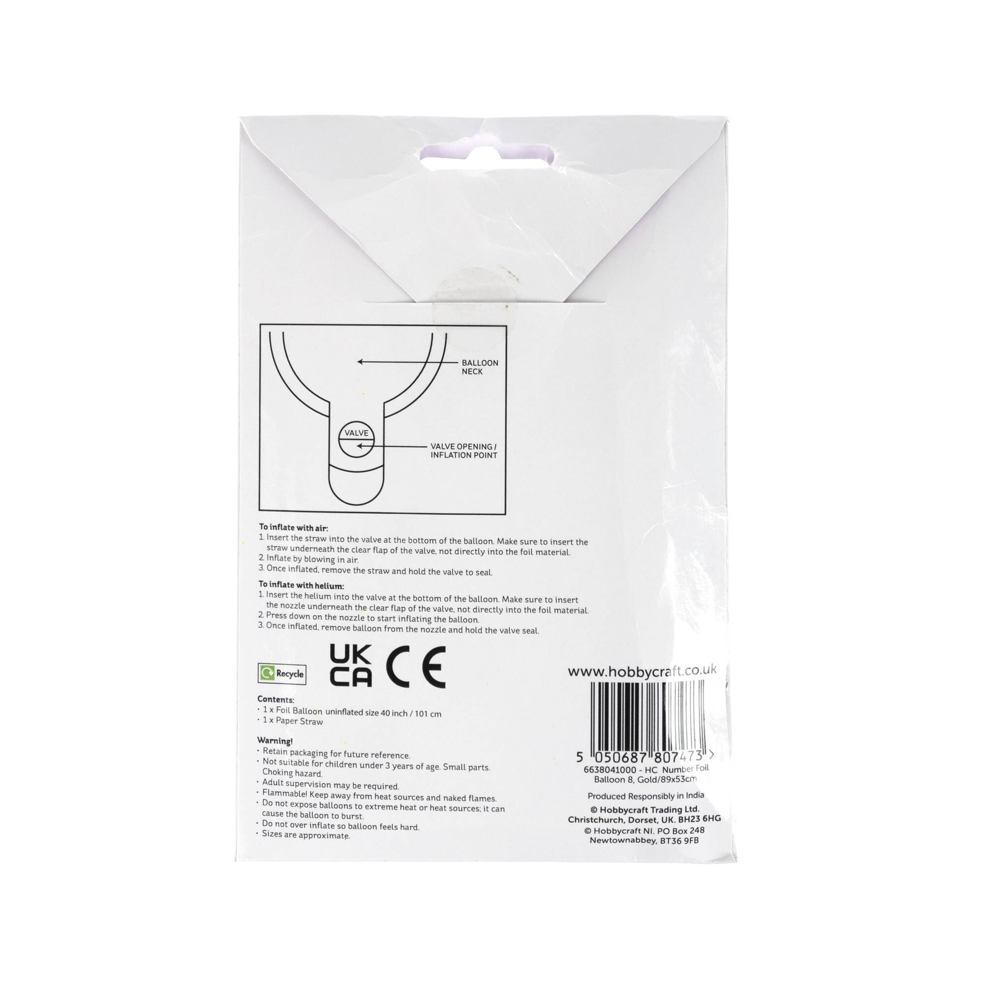 Extra Large Gold Foil Number 8 Balloon | Hobbycraft