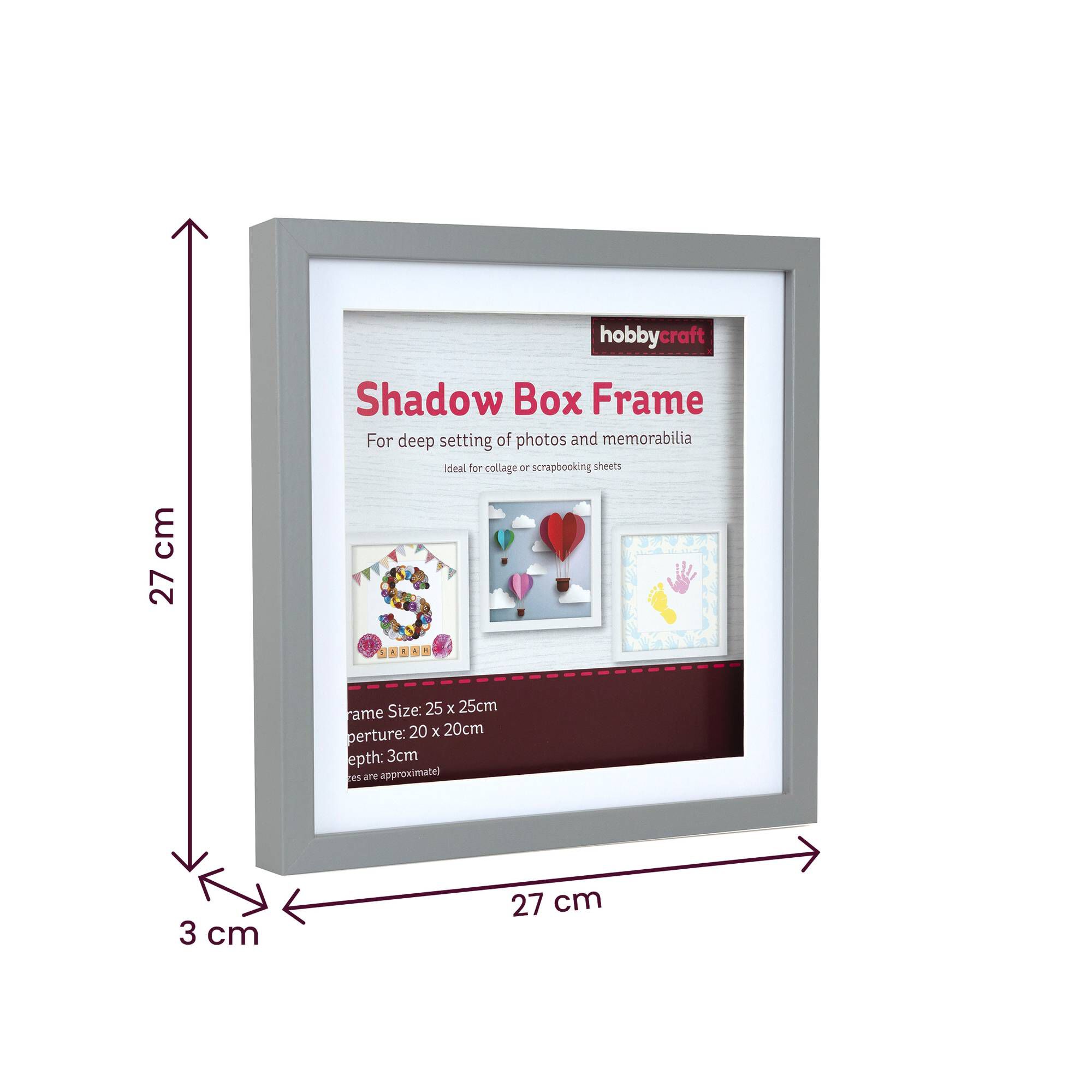 Grey Shadow Box Frame 25cm x 25cm | Hobbycraft